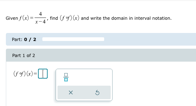 Solved Given f(x)=4x-4, ﻿find (f@f)(x) ﻿and write the domain | Chegg.com