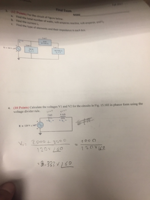 Solved 4 (10 Points) Calculate the voltages VI and V2 for | Chegg.com