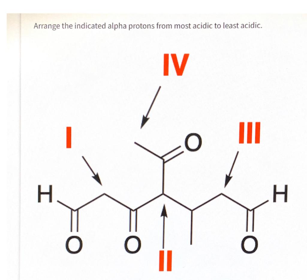 Solved Arrange the indicated alpha protons from most acidic | Chegg.com