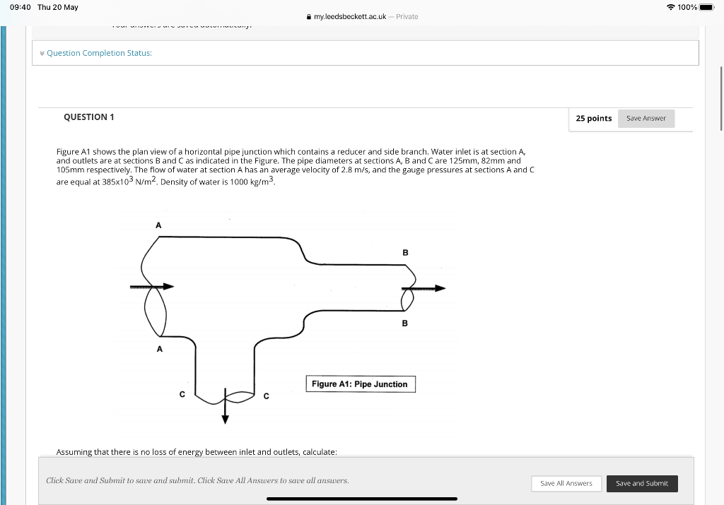 Solved Figure A1 shows the plan view of a horizontal pipe | Chegg.com