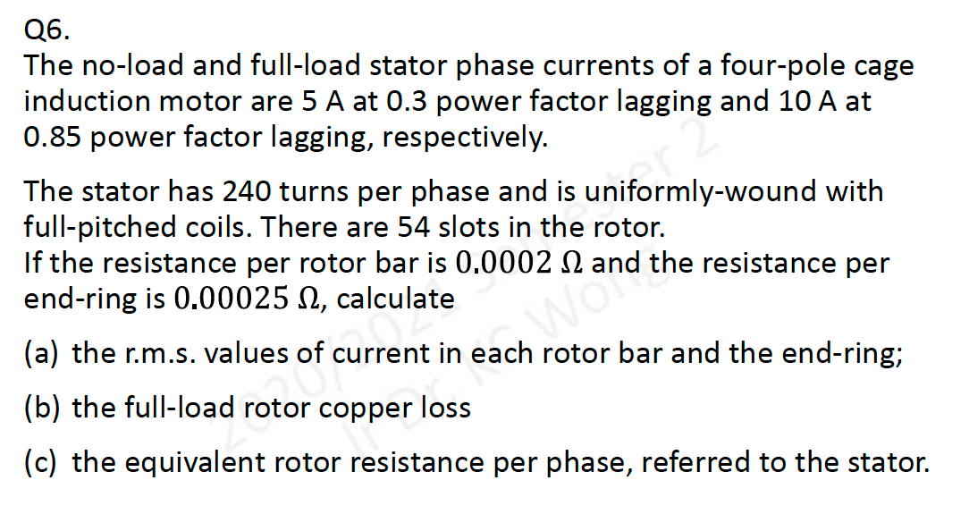 Solved Qb. The no-load and full-load stator phase currents | Chegg.com