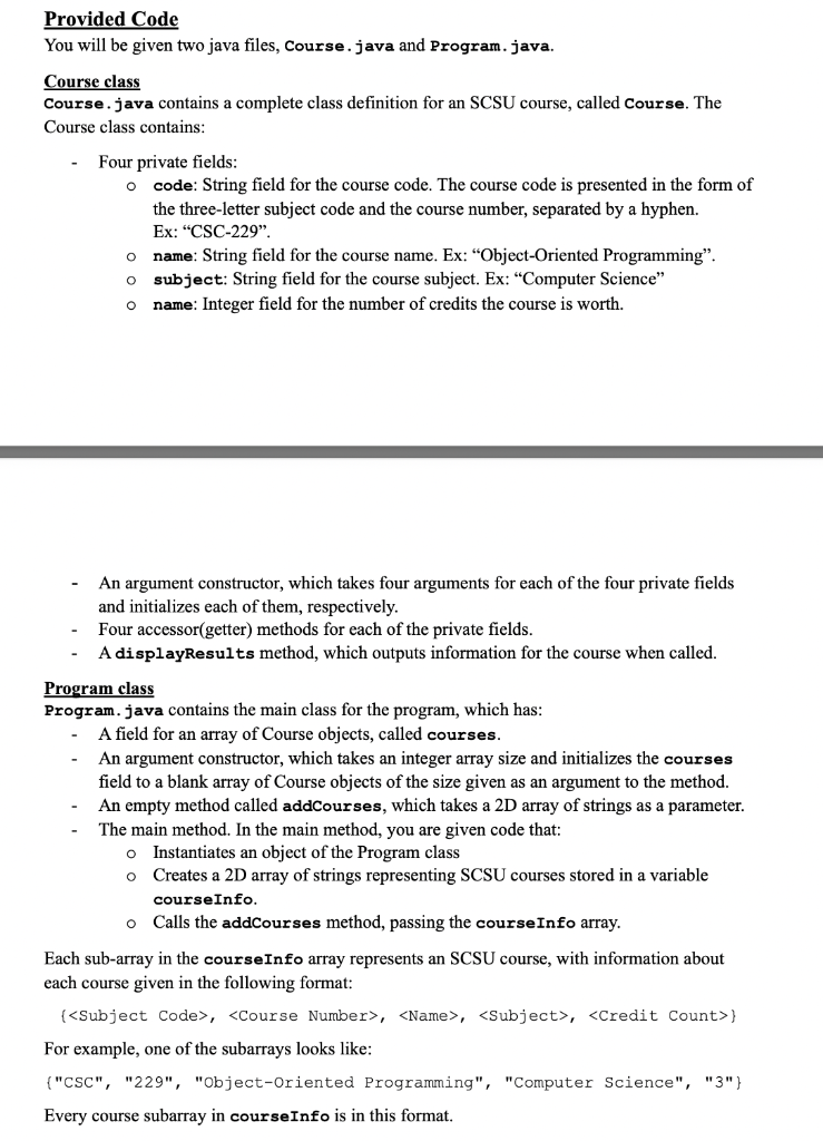 Solved Object Oriented Java. Will upvote if you follow all | Chegg.com