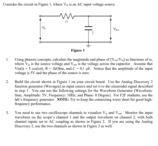 Consider the circuit in Figure 1, where Vin is an AC | Chegg.com