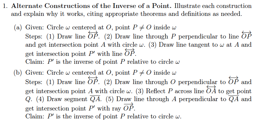 Solved Alternate Constructions of the Inverse of a Point. | Chegg.com