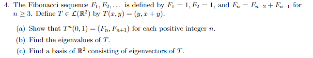 Solved . The Fibonacci sequence F1, F2,... is defined by Fi | Chegg.com