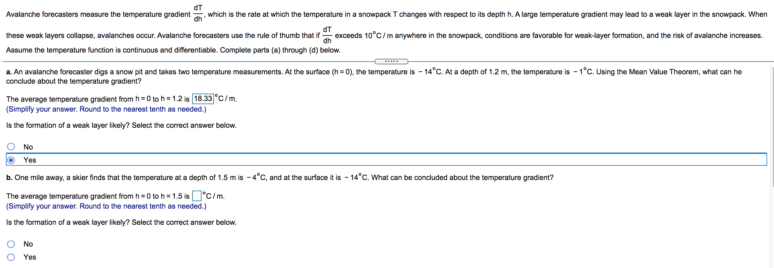 Solved 3 dT Avalanche forecasters measure the temperature | Chegg.com