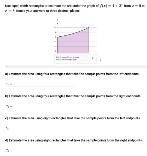 Solved Use equal width rectangles to estimate the are under | Chegg.com