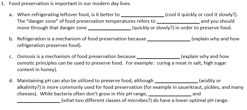Solved Food preservation is important in our modern day | Chegg.com