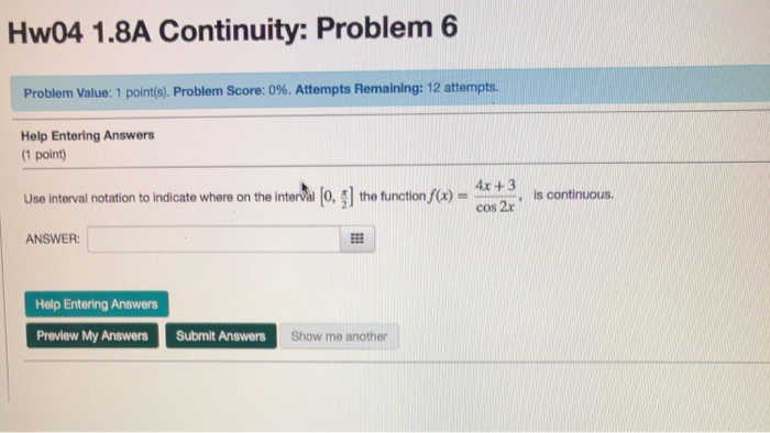 Solved Hw04 1.8A Continuity: Problem 6 Problem Value: 1 | Chegg.com