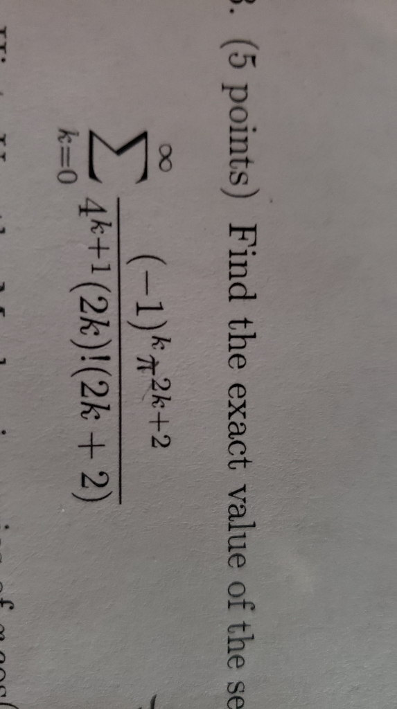Solved 3. (5 points) Find the exact value of the se (-1)* | Chegg.com