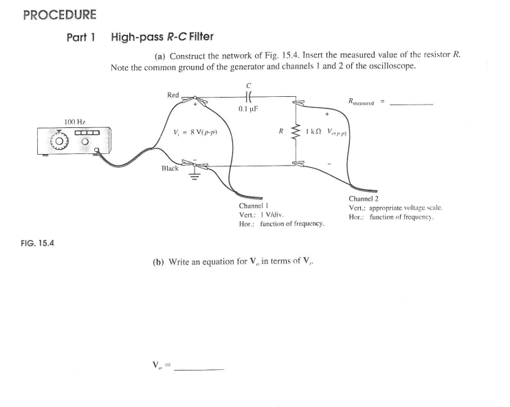 Solved PROCEDURE FIG. 15.4 Part 1 High-pass R-C Filter 100 | Chegg.com