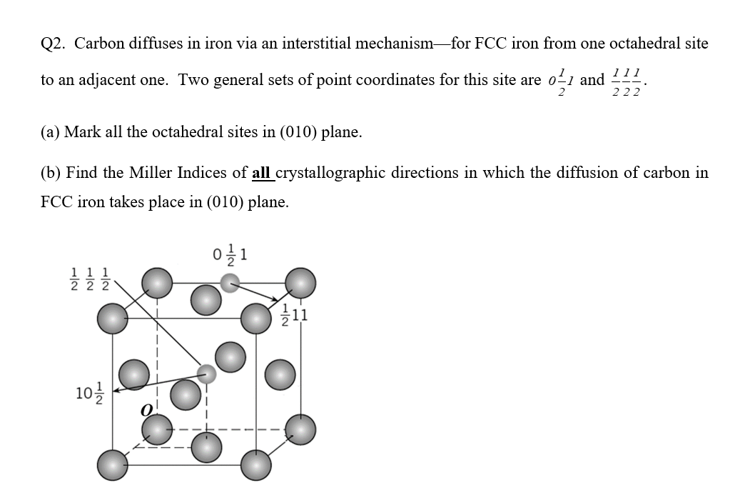 Solved Q2. Carbon diffuses in iron via an interstitial | Chegg.com