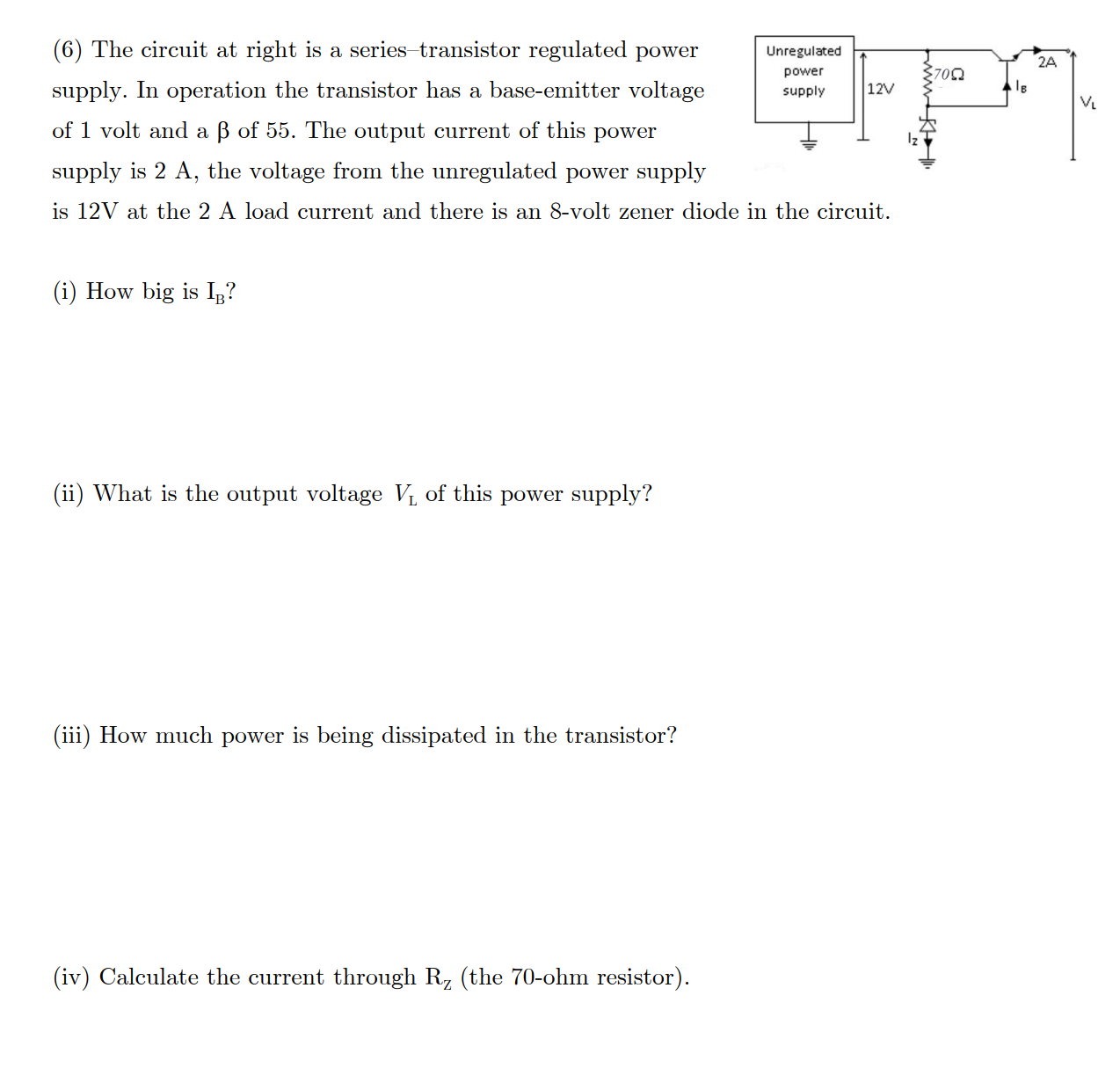 (6) ﻿The circuit at right is a series-transistor | Chegg.com