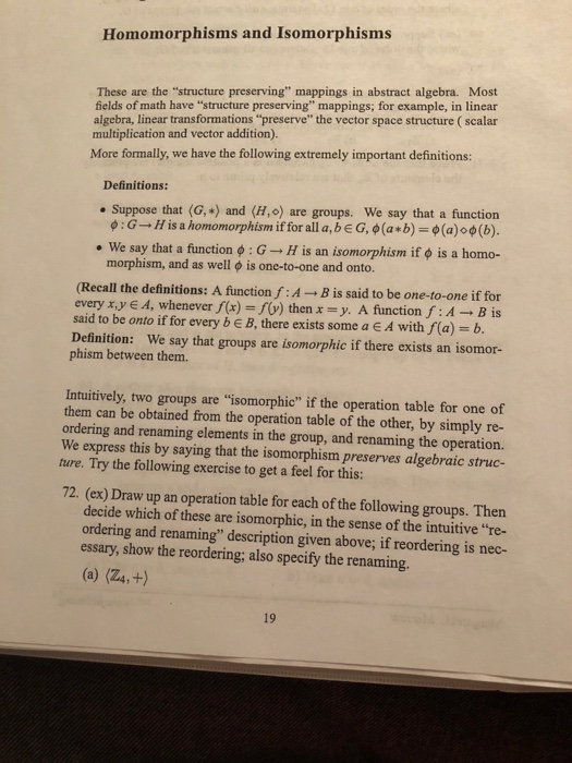 Solved Homomorphisms and Isomorphisms These are the | Chegg.com