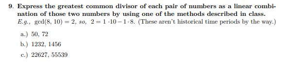 Solved 9. Express the greatest common divisor of each pair | Chegg.com