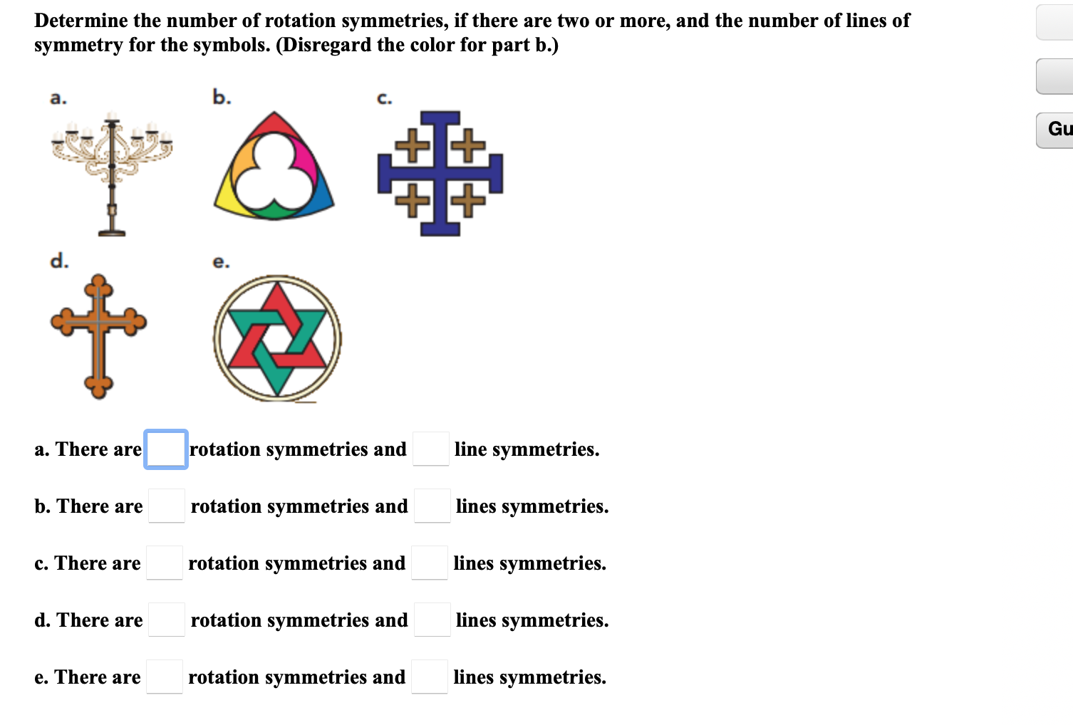 Solved Determine the number of rotation symmetries, if there | Chegg.com