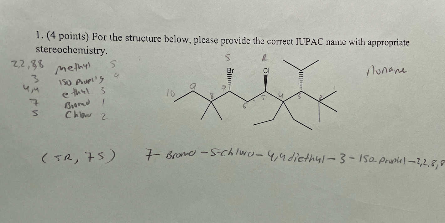 Solved 1. (4 points) For the structure below, please provide | Chegg.com