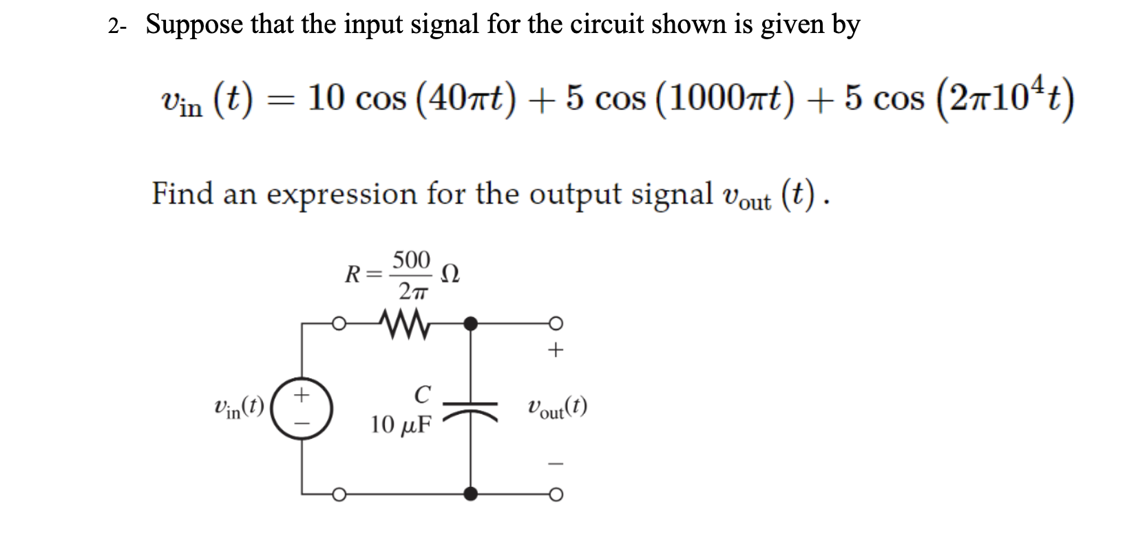 Solved Suppose that the input signal for the circuit shown | Chegg.com