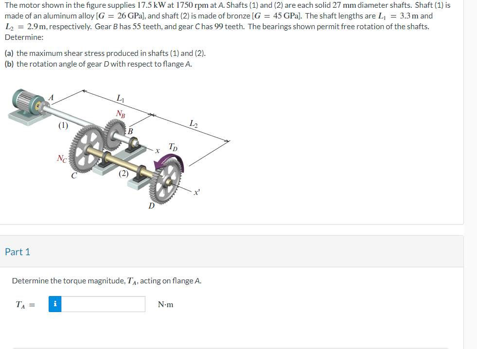 Solved Determine the angles of twist, φ1 and φ2, in shafts | Chegg.com