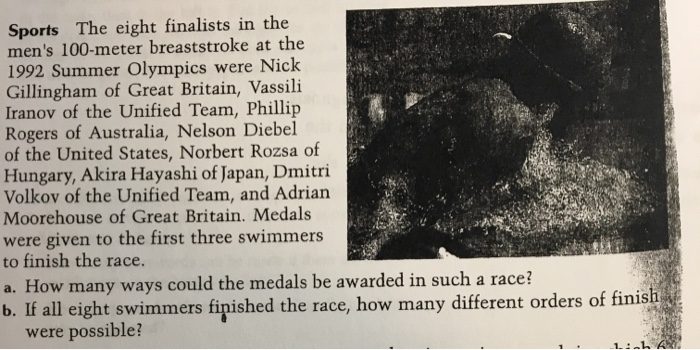 Solved Sports The eight finalists in the men's 100-meter | Chegg.com