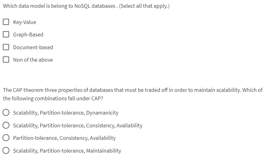 Solved Which data model is belong to NoSQL databases. | Chegg.com