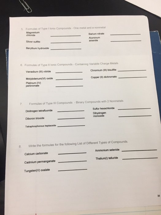Solved 06.Exercise 6A: Naming Compounds Last Name Lab | Chegg.com