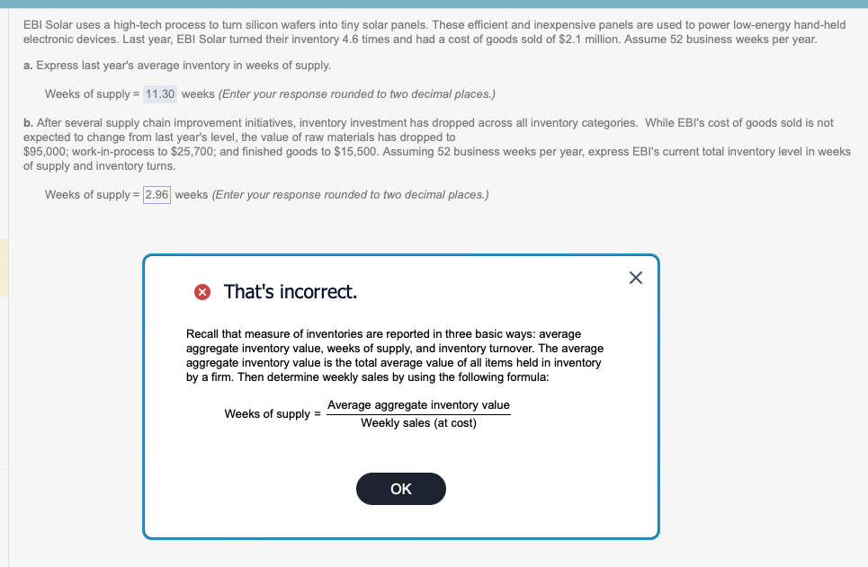 Solved EBI Solar uses a high-tech process to turn silicon | Chegg.com
