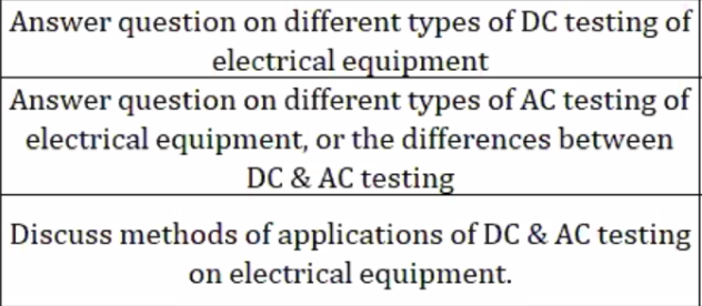 Solved Answer question on different types of DC testing of | Chegg.com