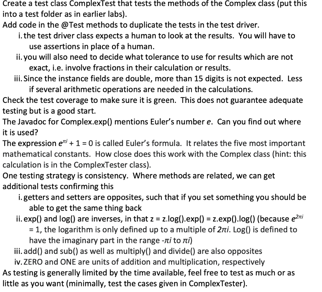 Solved public class Complex { /** Imaginary | Chegg.com