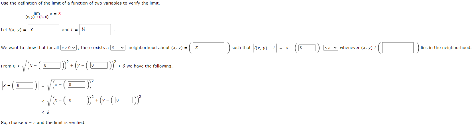 Solved Use the definition of the limit of a function of two | Chegg.com