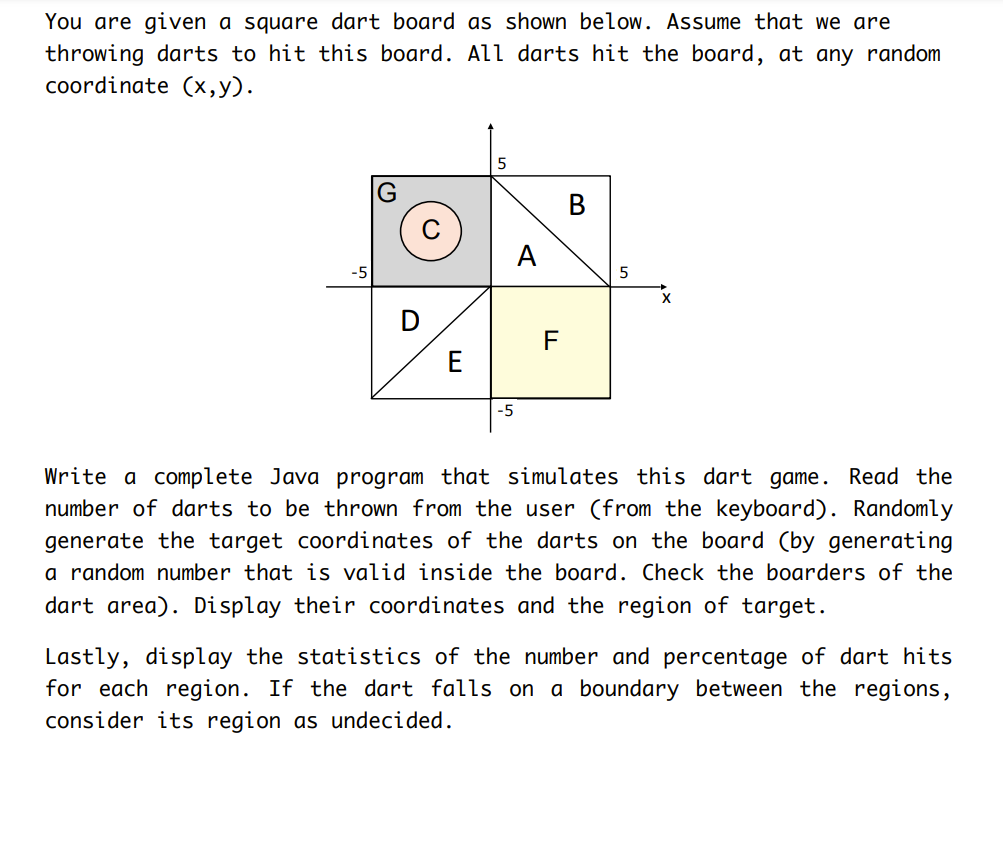 Solved You are given a square dart board as shown below. | Chegg.com