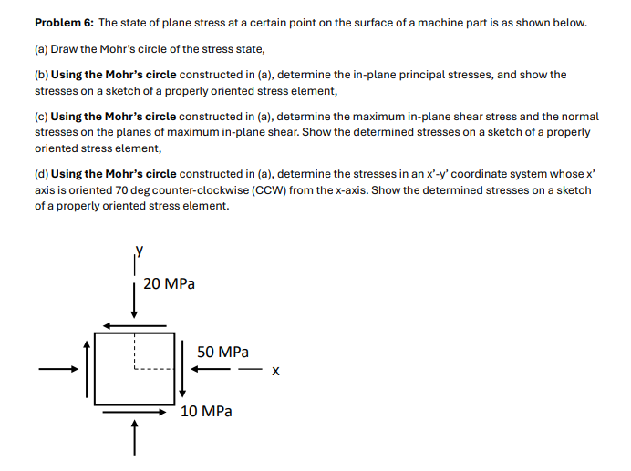 Solved by an EXPERT Problem 6: The state of plane stress at a certain | Chegg.com