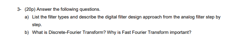 Solved 3- (20p) Answer the following questions. a) List the | Chegg.com
