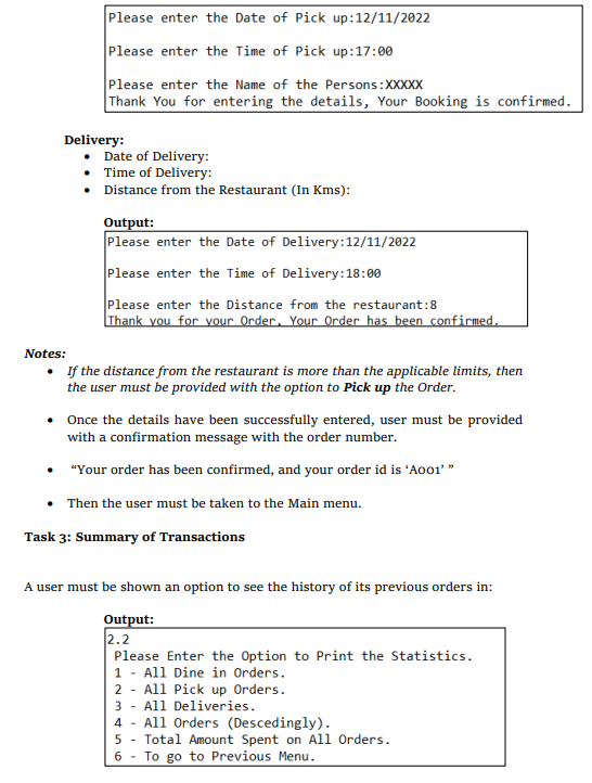 Solved Task 2: Ordering Post Selecting the Option of 2.1 the | Chegg.com
