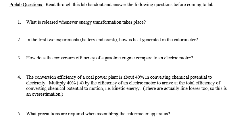 Solved Prelab Questions: Read through this lab handout and | Chegg.com