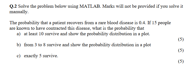 Solved Q.2 Solve the problem below using MATLAB. Marks will | Chegg.com