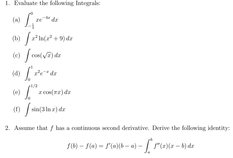Solved SHOW ALL WORK Evaluate the following | Chegg.com