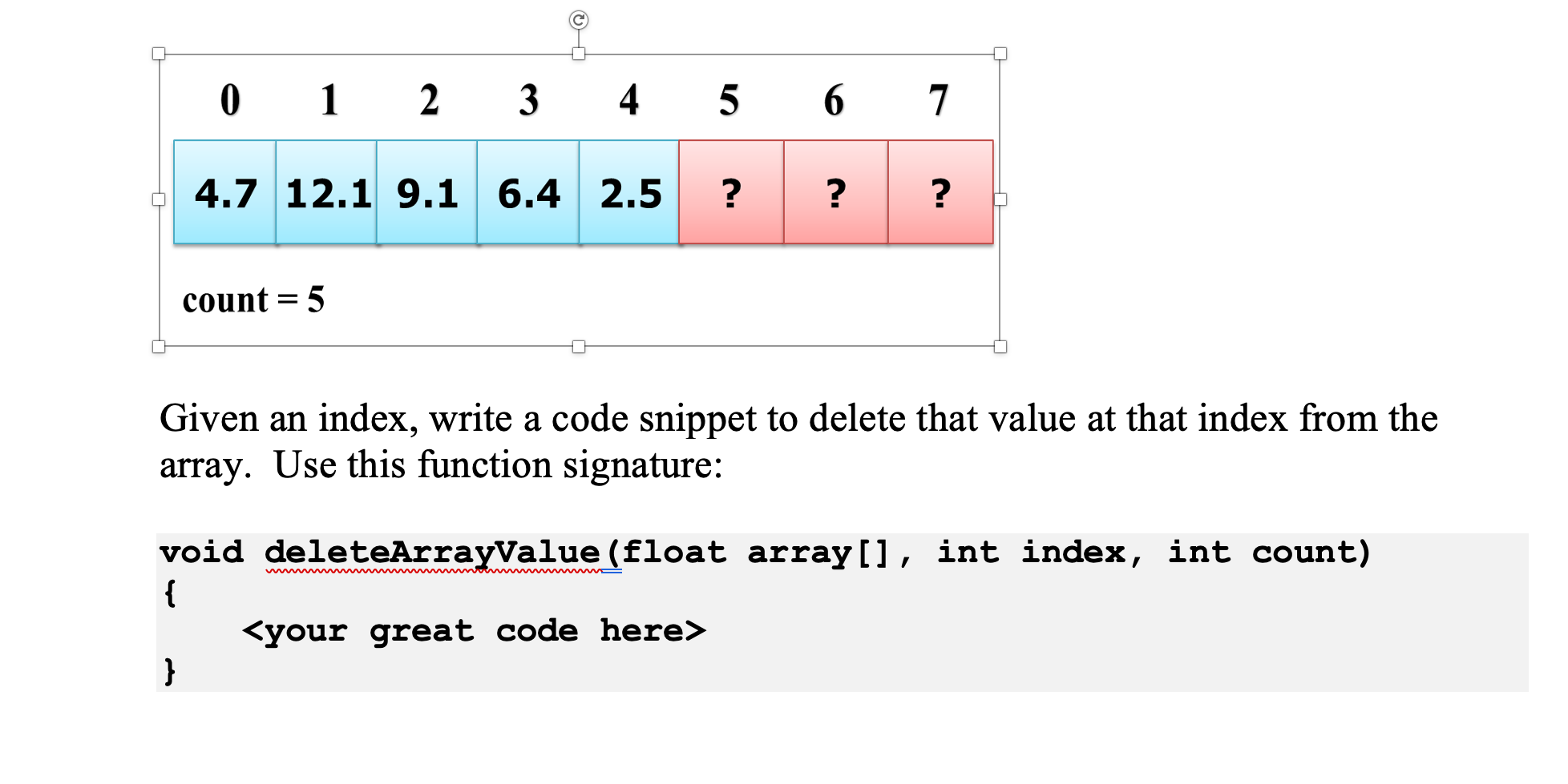 Solved [6 points] Assume you have an array of float values | Chegg.com