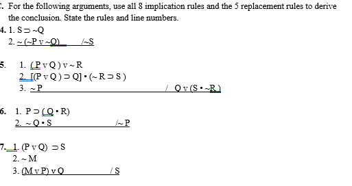 Solved . For the following arguments, use all 8 implication | Chegg.com