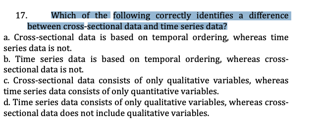 Solved 17 Which Of The Following Correctly Identifies A