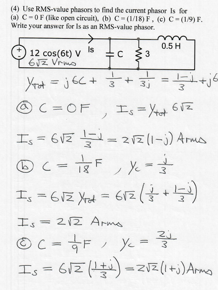 (3) Use RMS-value phasors to find the voltage | Chegg.com