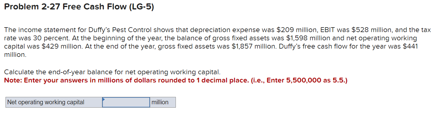 Solved Problem 2-27 ﻿Free Cash Flow (LG-5)The income | Chegg.com