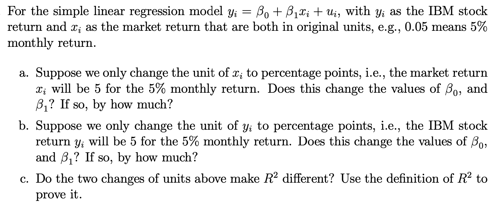 Solved For the simple linear regression model yi=β0+β1xi+ui, | Chegg.com