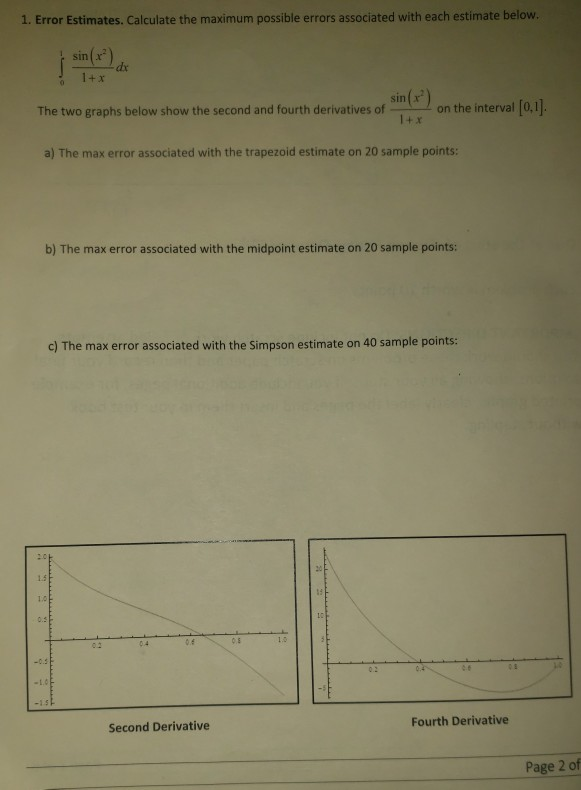 Solved 1. Error Estimates. Calculate the maximum possible | Chegg.com