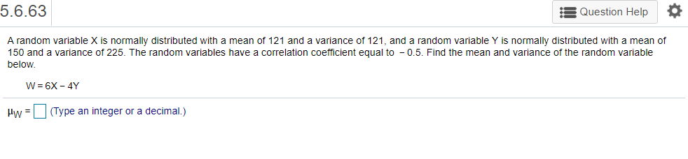 Solved 5.6.63 Question Help A random variable X is normally | Chegg.com