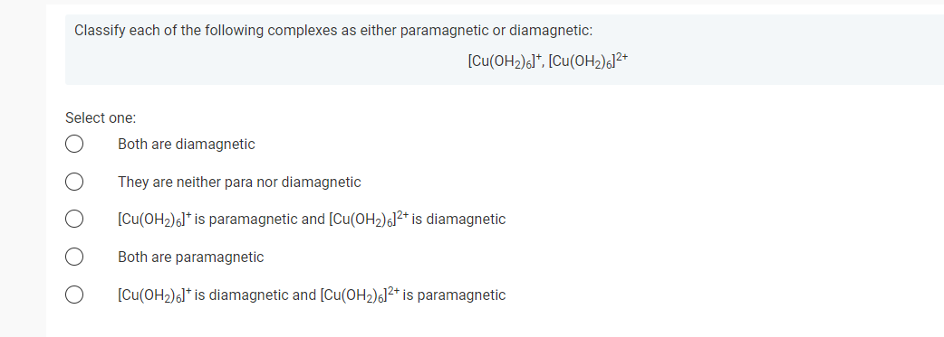 Solved Classify each of the following complexes as either | Chegg.com