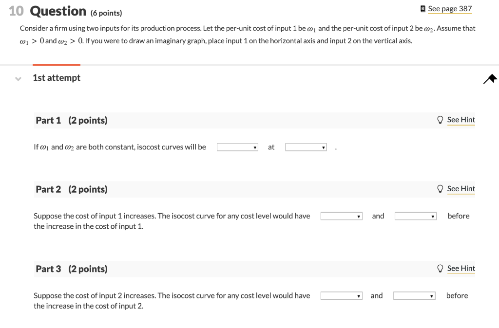 Solved 10 Question (6 points) See page 387 Consider a firm | Chegg.com
