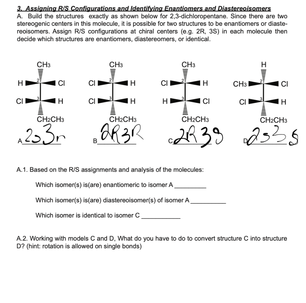 Solved 3. Assigning R/S Configurations and Identifying | Chegg.com