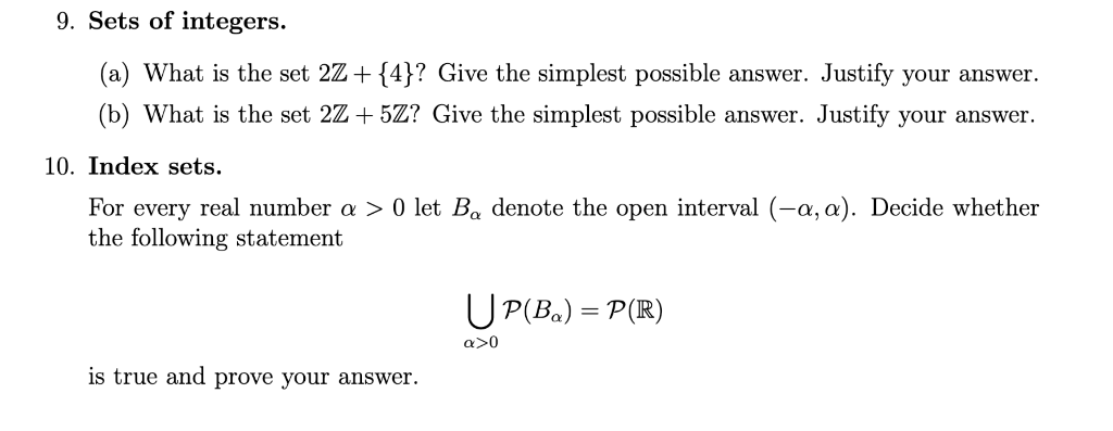 Solved 9. Sets of integers. (a) What is the set 2Z+{4} ? | Chegg.com