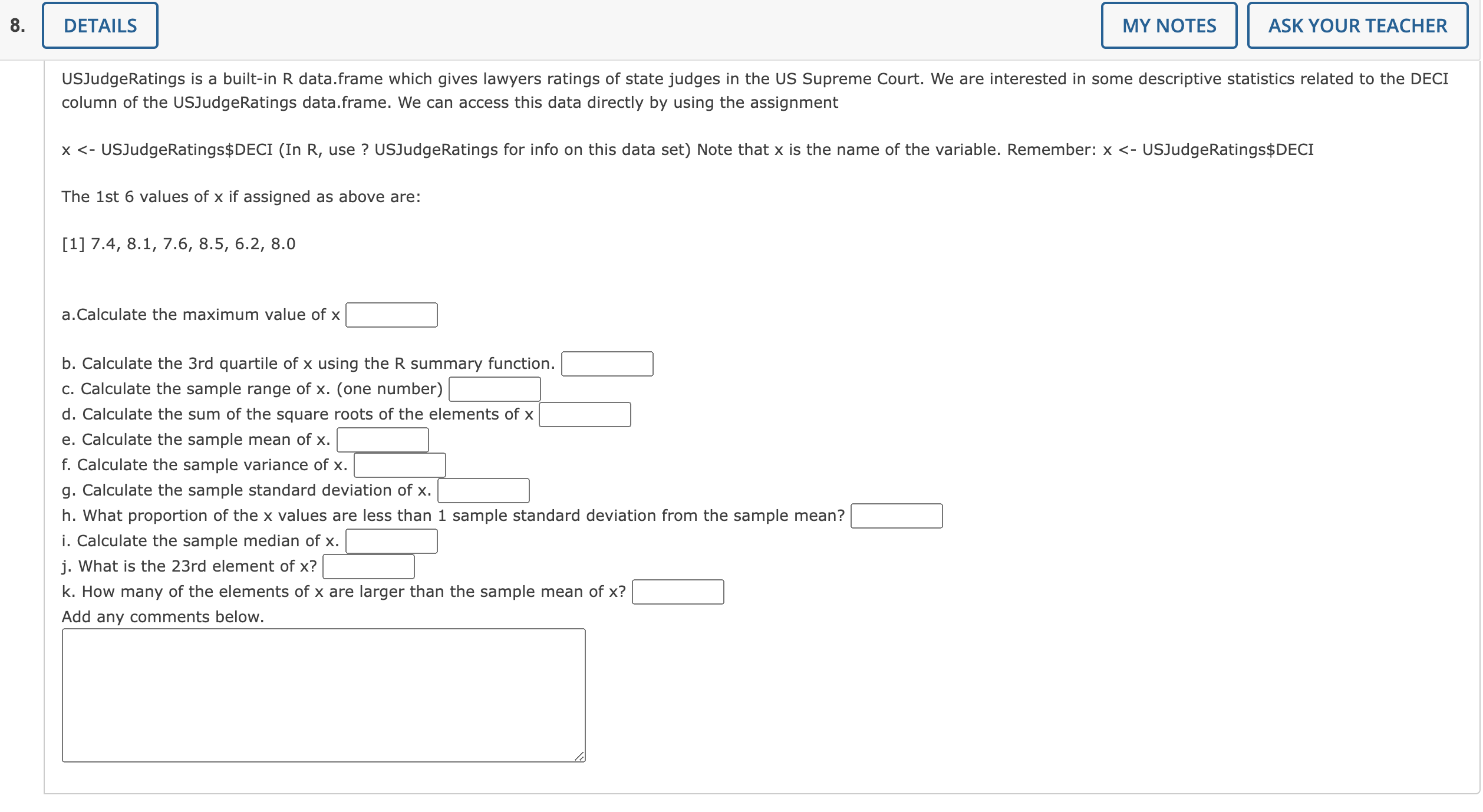 Solved USJudgeRatings is a built-in R data.frame which gives | Chegg.com